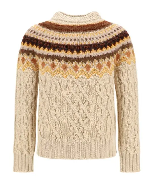Moncler Fair Isle Cable Knit Jumper