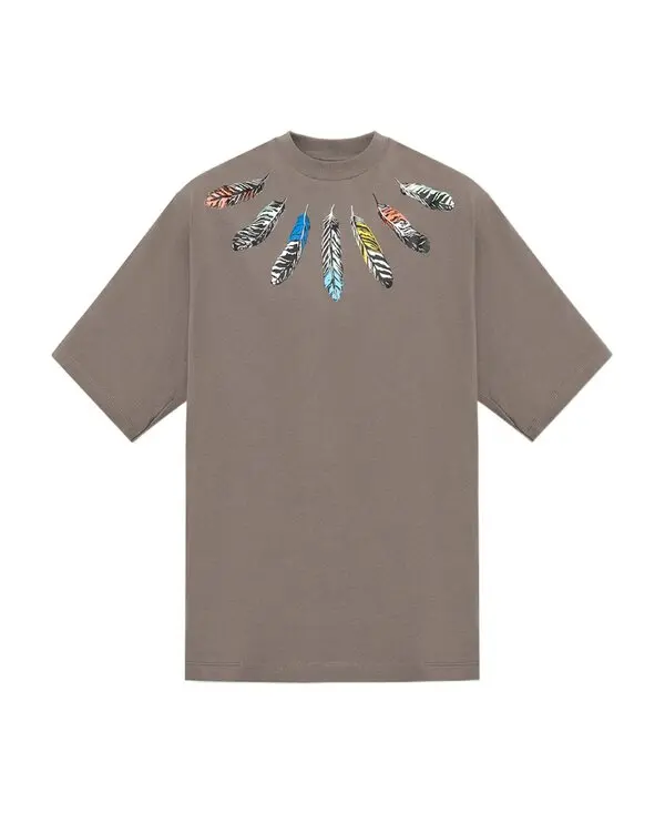MARCELO BURLON COUNTY OF MILAN Feathers Detail T-shirt - Gray