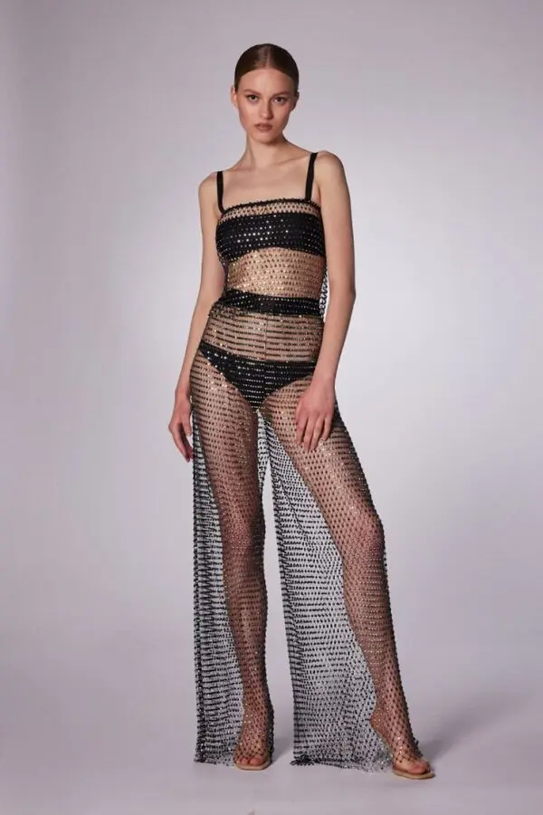 ROTATE BY BIRGER CHRISTENSEN Crystal-embellished Trousers