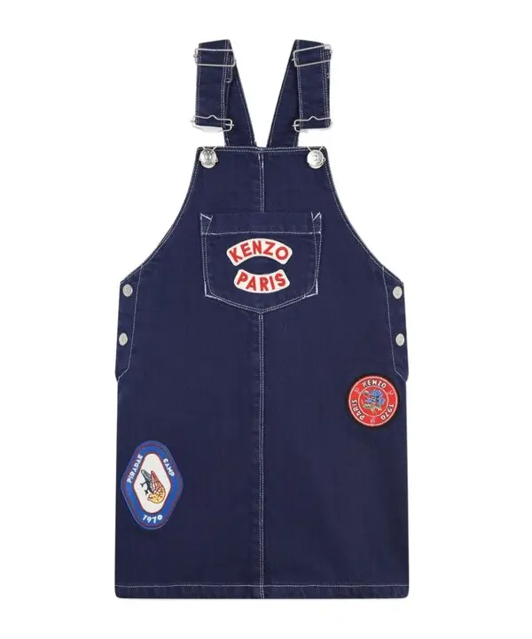 Kenzo Logo-applqué Denim Dress - Indigo
