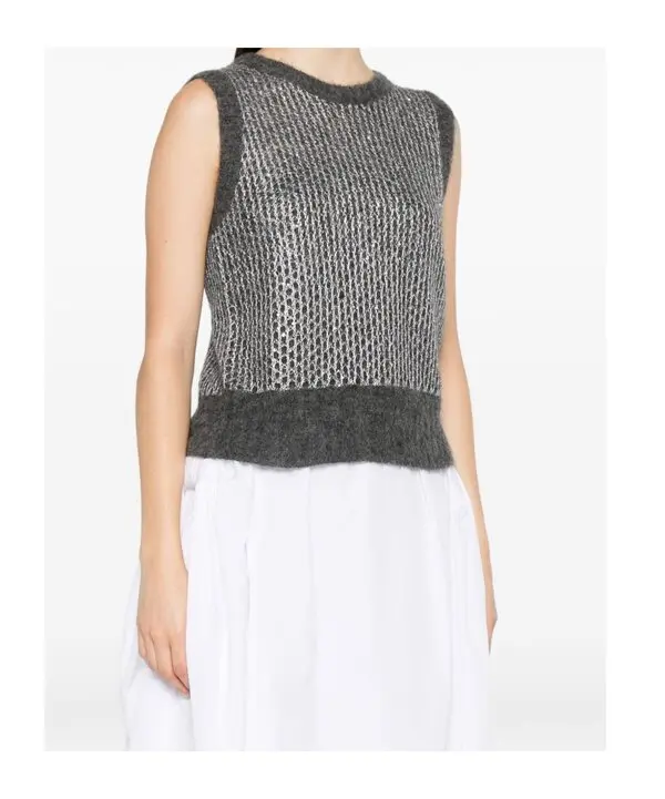 Herno Metallic-detail Cropped Knit Top