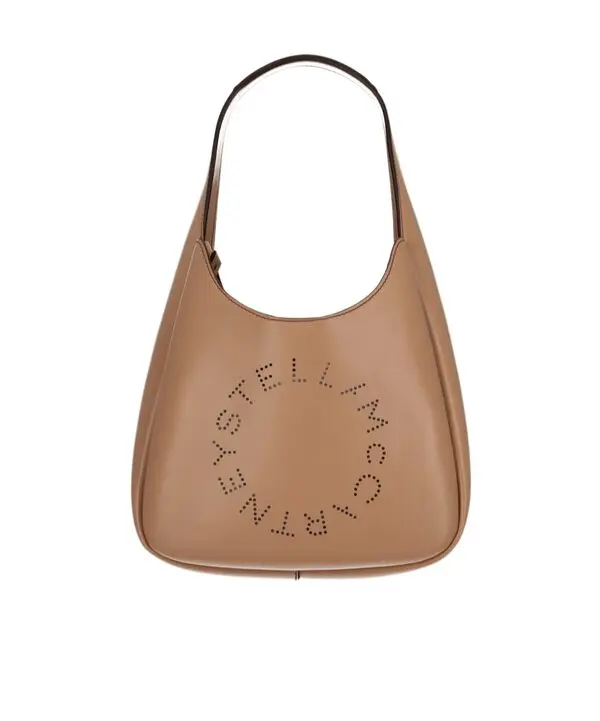 Stella McCartney Logo Perforated Small Hobo Bag - Brown