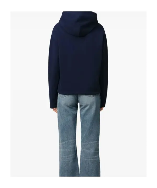 AMI Paris De Coeur Cropped Fleece Hoodie