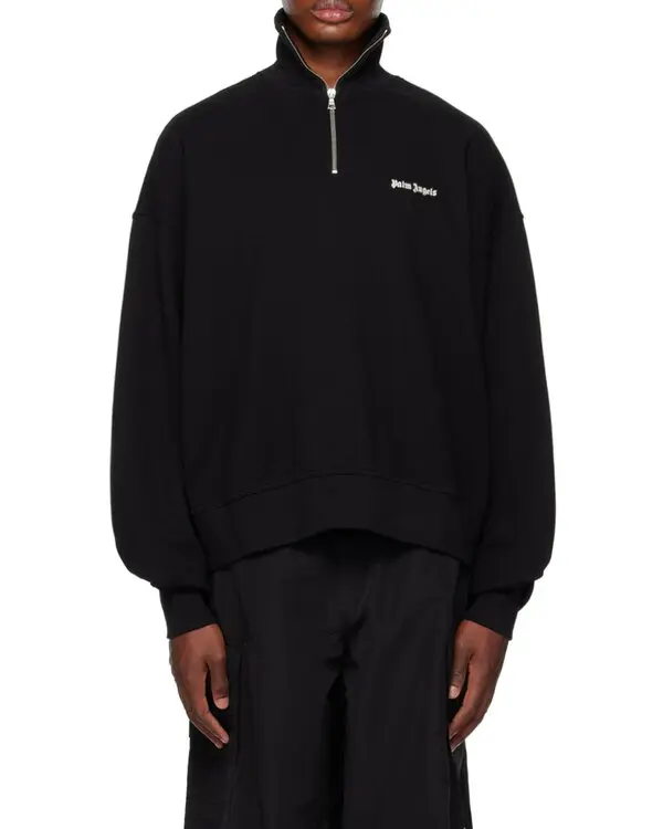 Palm Angels Logo-embroidered Half-zip Sweatshirt