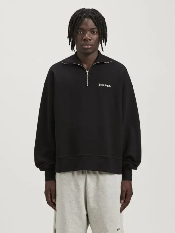Palm Angels Logo-embroidered Half-zip Sweatshirt