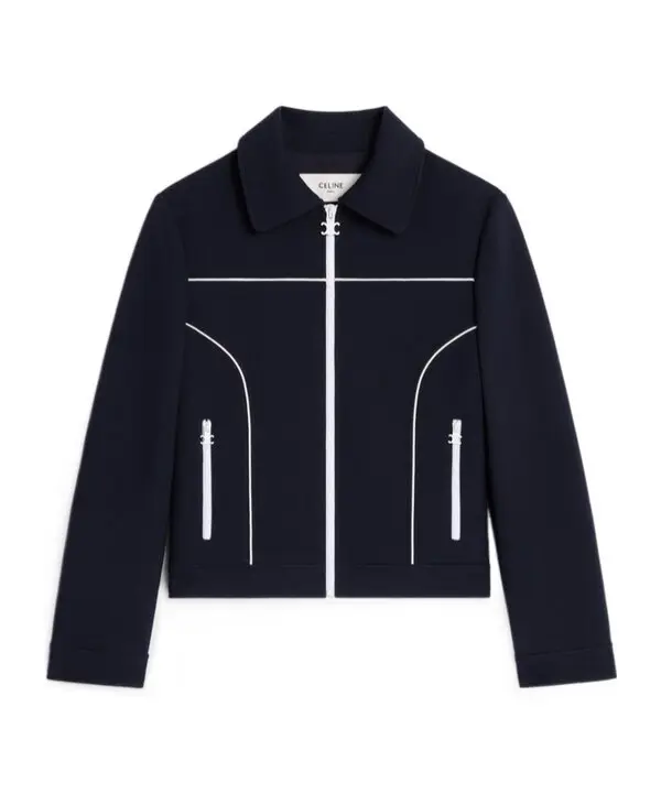 Celine Chelsea Blouson Jacket In Gauffered Double Wool