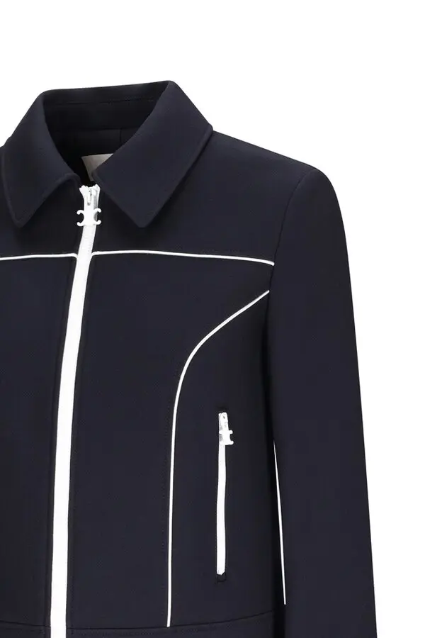 Celine Chelsea Blouson Jacket In Gauffered Double Wool