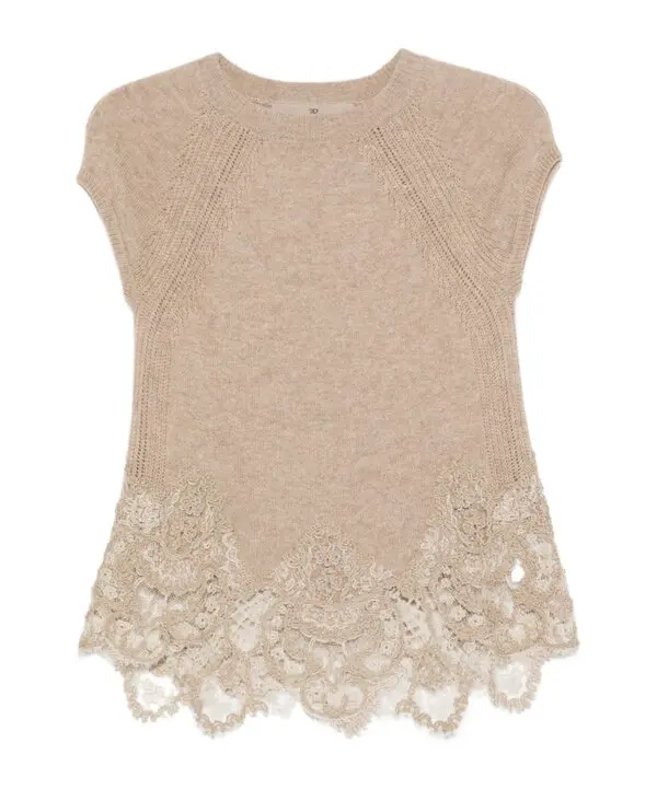 Ermanno Scervino Lace-trimmed Crewneck T-shirt