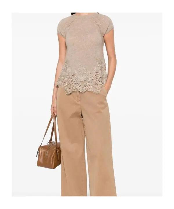 Ermanno Scervino Lace-trimmed Crewneck T-shirt