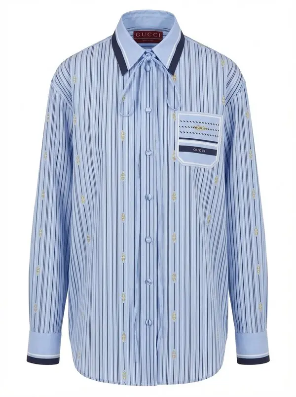 Gucci Striped Logo Printed Shirt