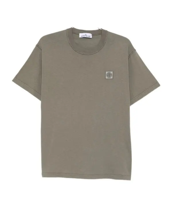 Stone Island Compass-patch Cotton T-shirt - Gray