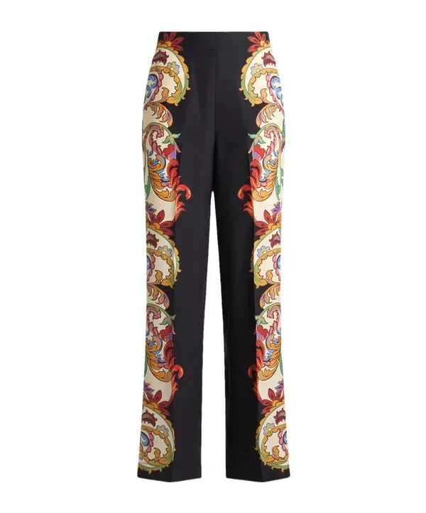 Etro Bandana Bouquet Printed Straight-leg Trousers