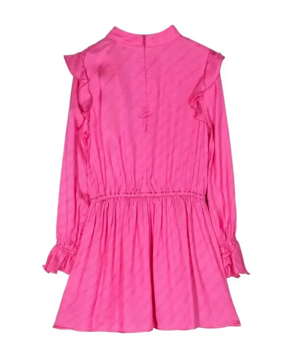 Off-White Ruffled Long-sleeve Dress