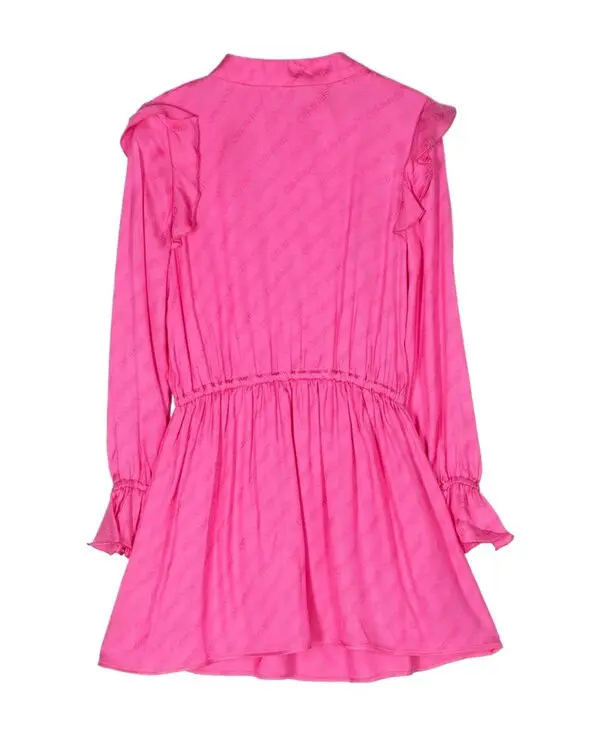 Off-White Ruffled Long-sleeve Dress