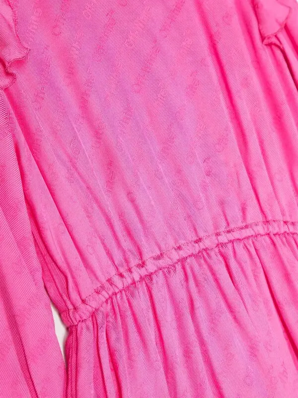 Off-White Ruffled Long-sleeve Dress