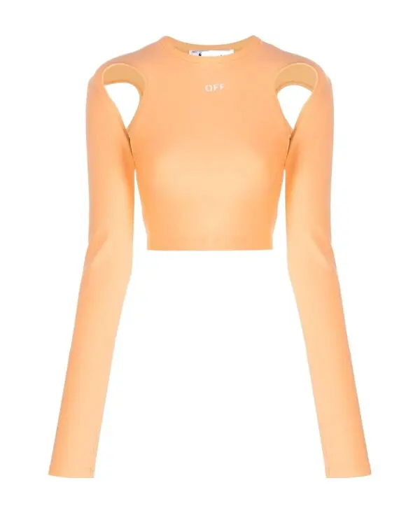 Off-White Sleek Cut-out Long-sleeved Top