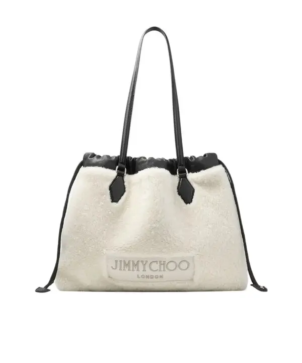 JIMMY CHOO Logo Embroidered Bag - Natural/black