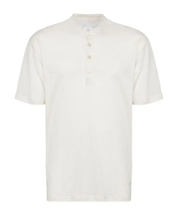 Eleventy Buttoned Linen-cotton T-shirt