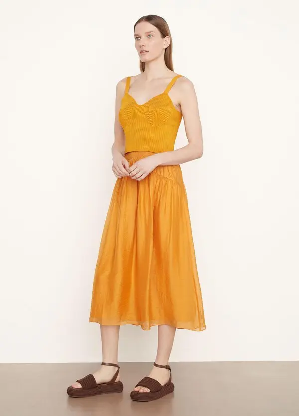Vince Smocked-waist High-waisted Skirt