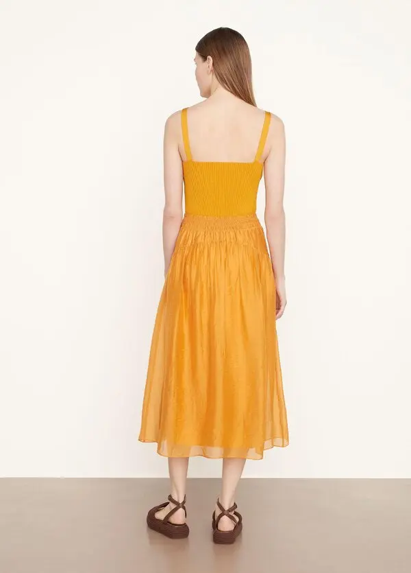 Vince Smocked-waist High-waisted Skirt