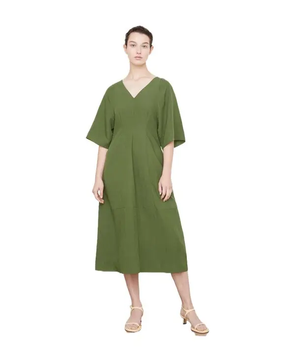 Vince Short-sleeve V-neck Dress - Green