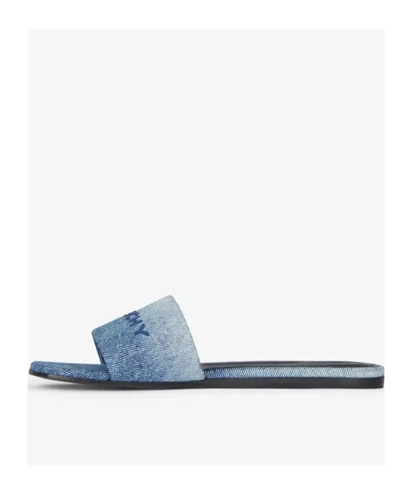 Givenchy Logo Detailed Denim Flat Mules