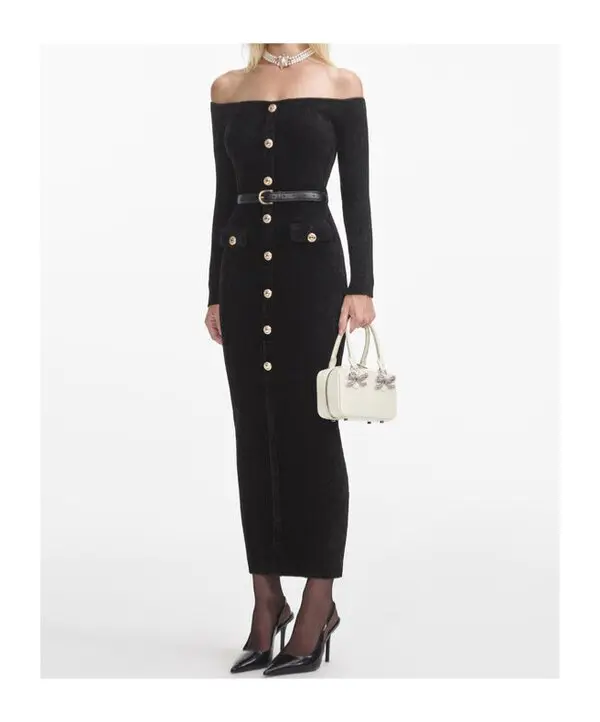 SELF-PORTRAIT Chenille Knit Midi Dress