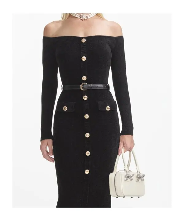 SELF-PORTRAIT Chenille Knit Midi Dress