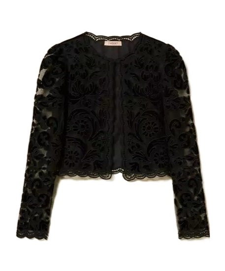 TWINSET Lace-floral Scalloped Hem Cardigan - Black