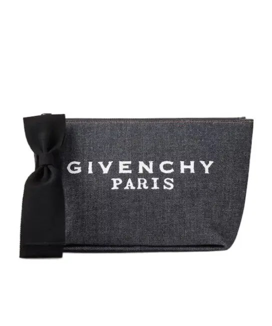 Givenchy Small Denim Pouch With Bow Detail - Indigo