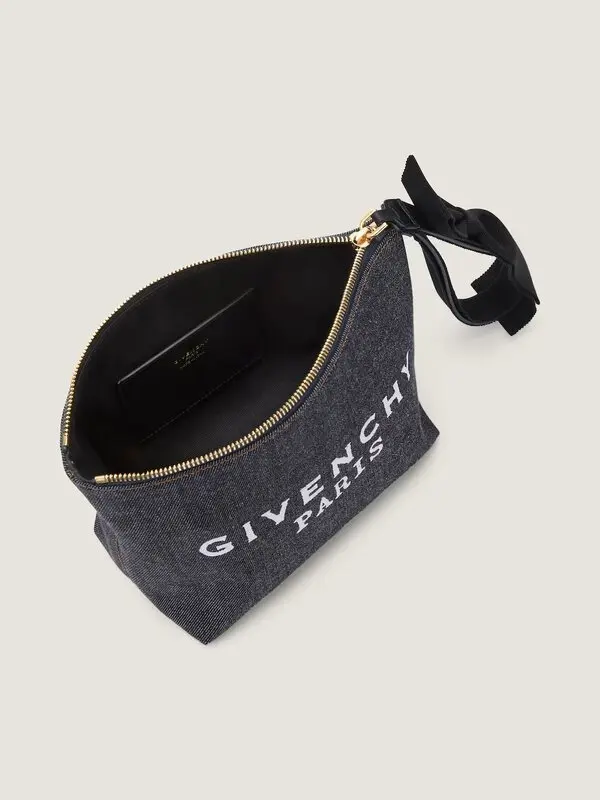 Givenchy Small Denim Pouch With Bow Detail
