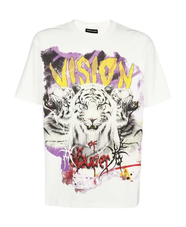 VISION OF SUPER Graphic-print Cotton T-shirt - White