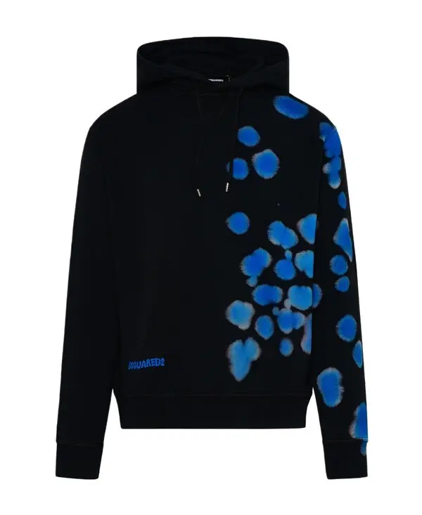 Dsquared2 Dye-print Cotton Hoodie - Black