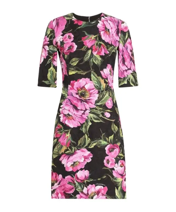 Dolce & Gabbana Dolce Gabbana Floral Printed Short-sleeved Dress - Black