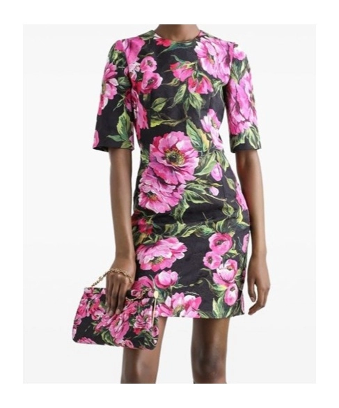 Dolce & Gabbana Short Sleeve Floral Print Dress