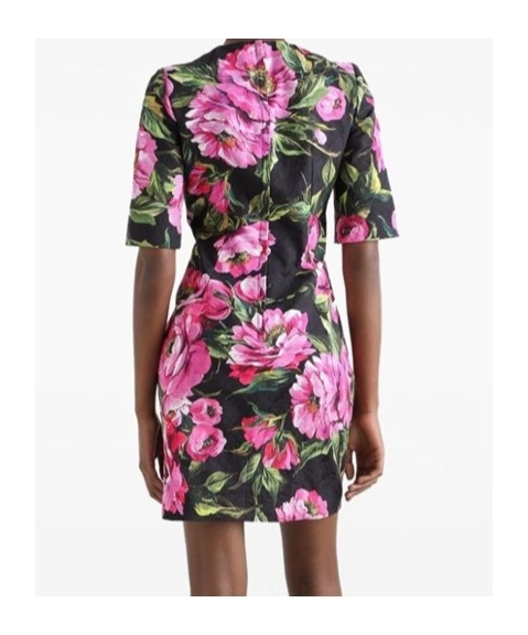Dolce & Gabbana Short Sleeve Floral Print Dress