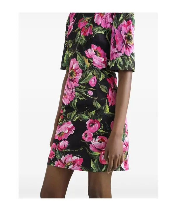 Dolce & Gabbana Short Sleeve Floral Print Dress