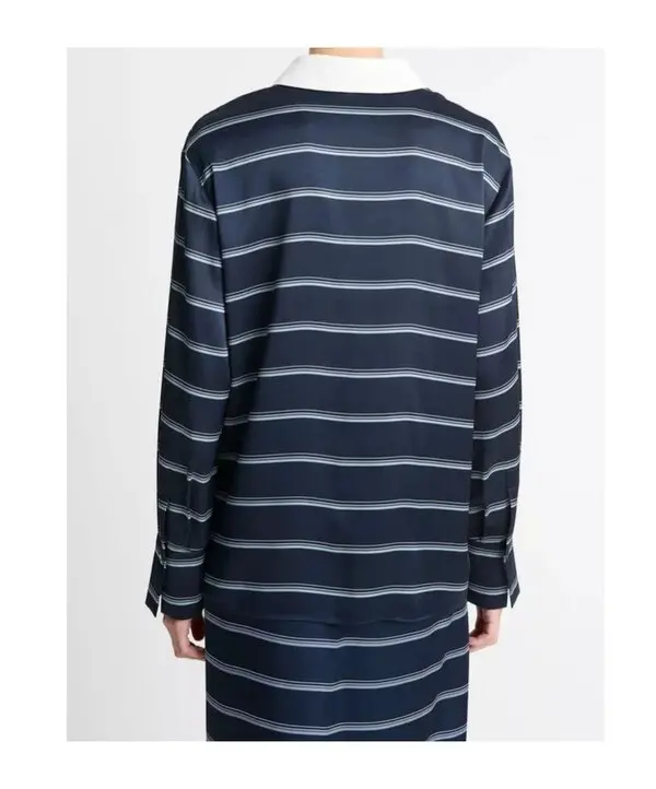Vince Long Sleeve Striped Polo Shirt