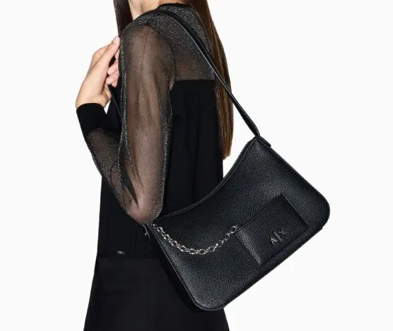 Armani Exchange Crossbody Bag With A Textured Grain And Chain