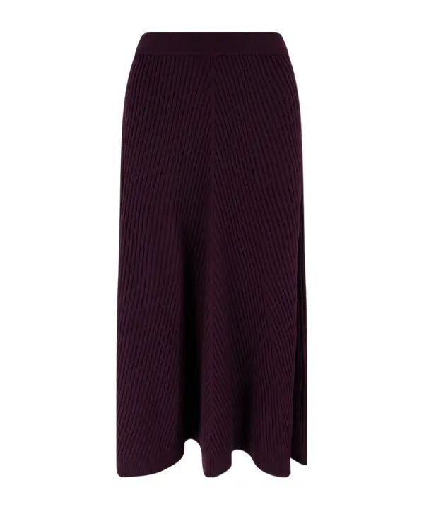Victoria Beckham Ribbed Knit Midi Skirt - Black