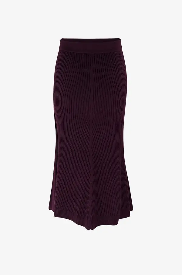 Victoria Beckham Ribbed Knit Midi Skirt