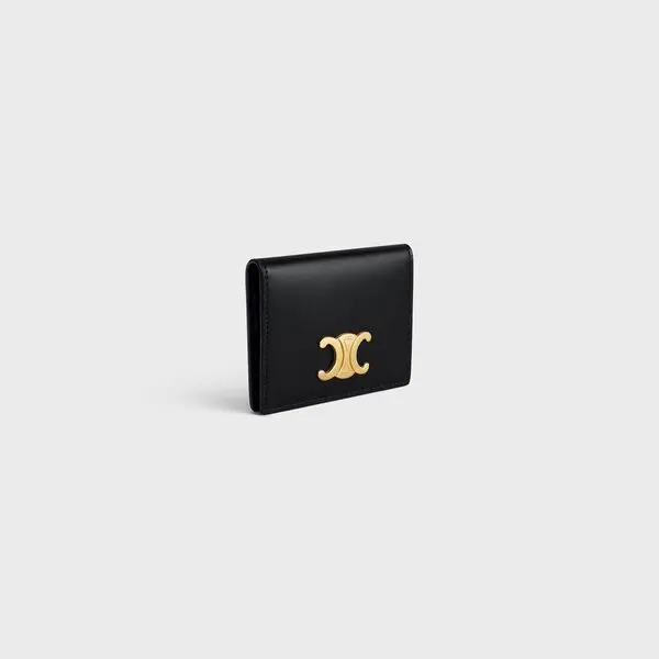 Celine Bi-fold Card Holder Triomphe In Shiny Calfskin