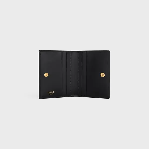 Celine Bi-fold Card Holder Triomphe In Shiny Calfskin