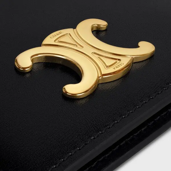 Celine Bi-fold Card Holder Triomphe In Shiny Calfskin