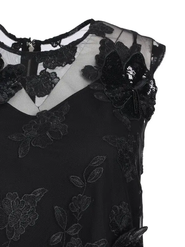 ROTATE BY BIRGER CHRISTENSEN Floral Embellished Sheer Top