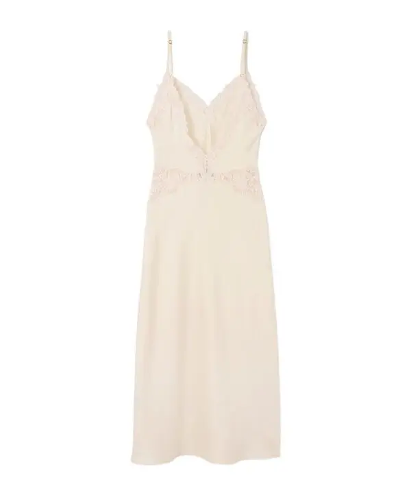 Loro Piana V-neck Midi Dress With Guipure Lace Panelling