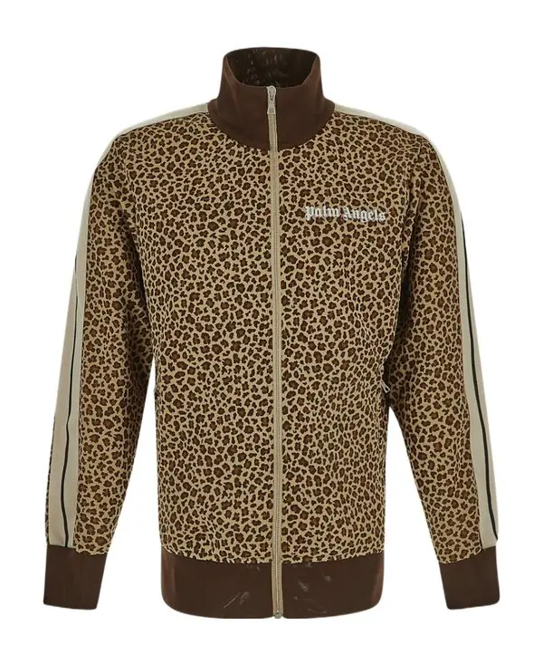 Palm Angels High Neck Leopard Jacquard Jacket