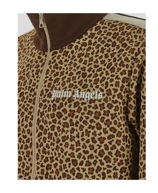 Palm Angels High Neck Leopard Jacquard Jacket