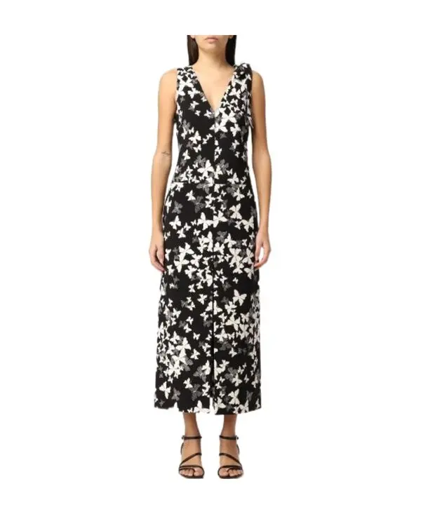 Red Valentino Sleeveless Printed Dress - Black