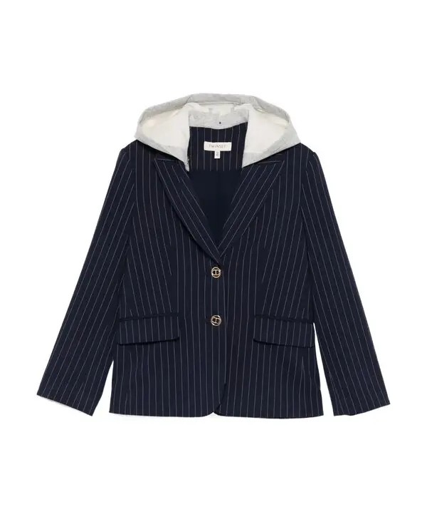 TWINSET Pinstripe-pattern Hooded Blazer